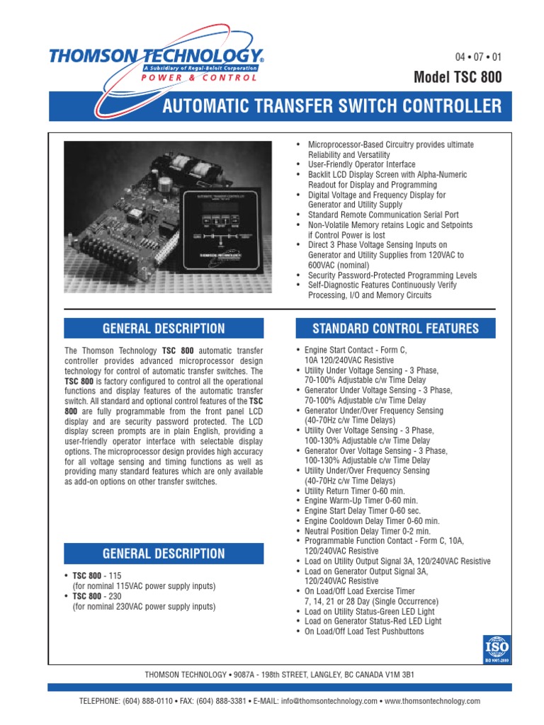 Thomson TSC800 Brocure | Download Free PDF | Power Supply | Input/Output
