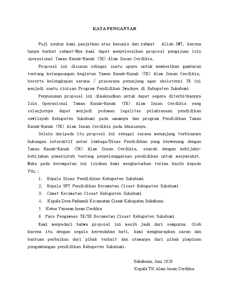 Kata Pengantar Proposal | PDF
