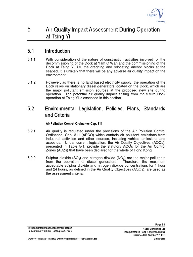 Air Quality Impact Assessment for Dock | PDF | Air Pollution ...
