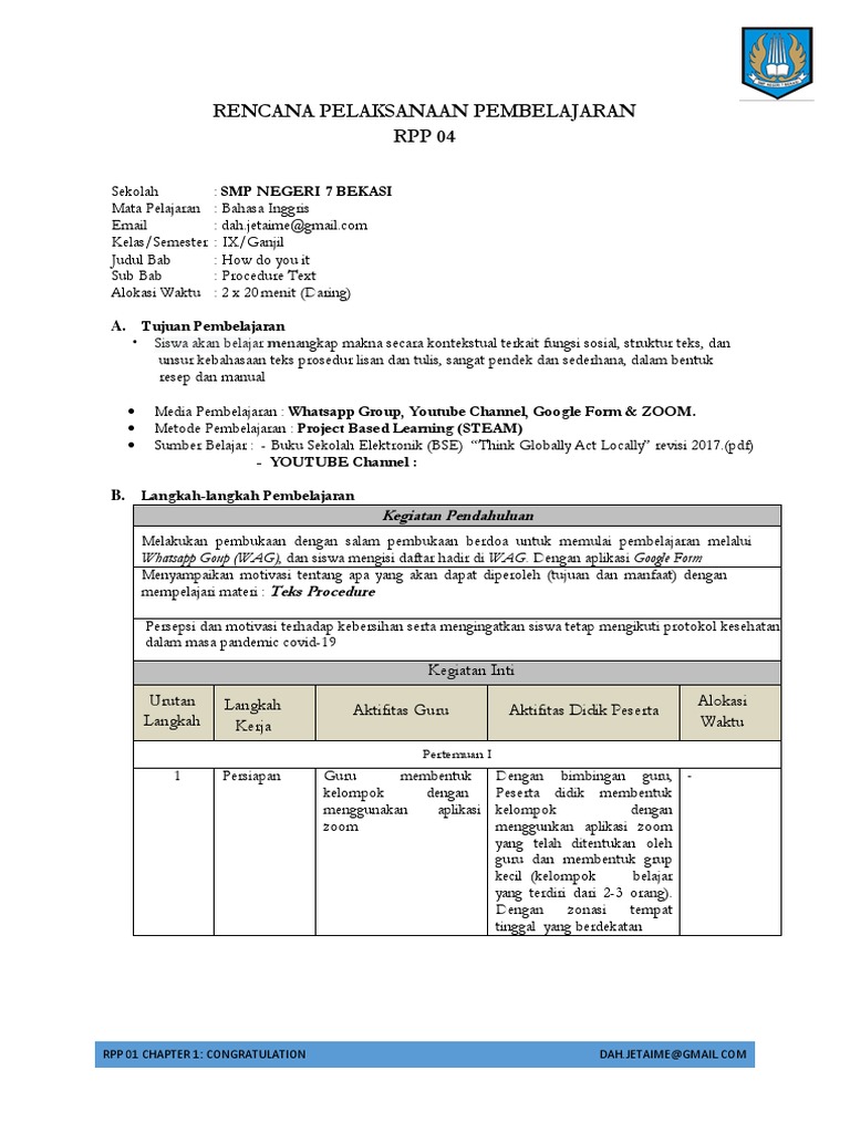 Contoh RPP PJBL PDF | PDF | Karier & Perkembangan | Seni