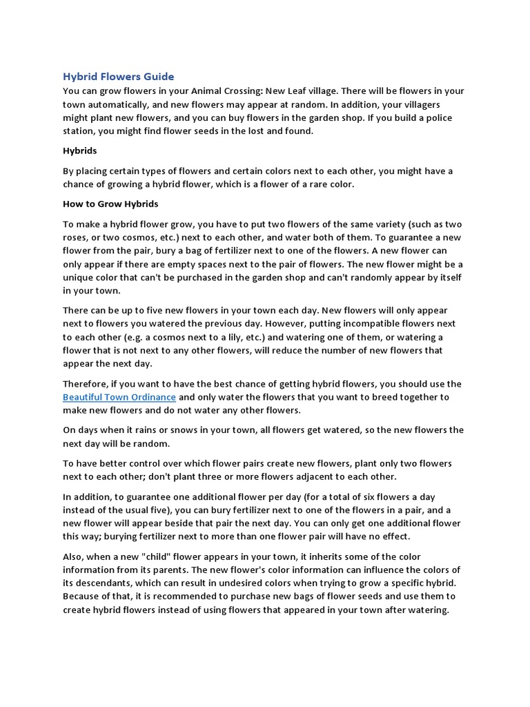 Animal Crossing New Leaf Guide Collection | PDF | Flowers | Hybrid ...