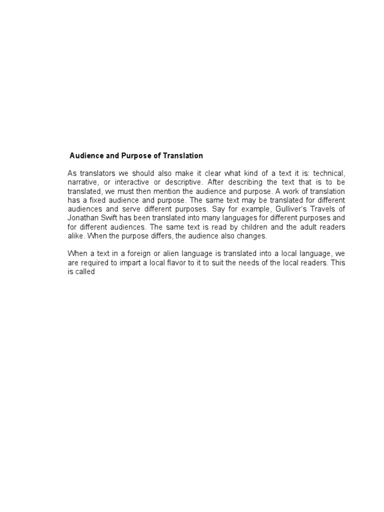 Audience and Purpose of Translation | PDF | Translations | English Language