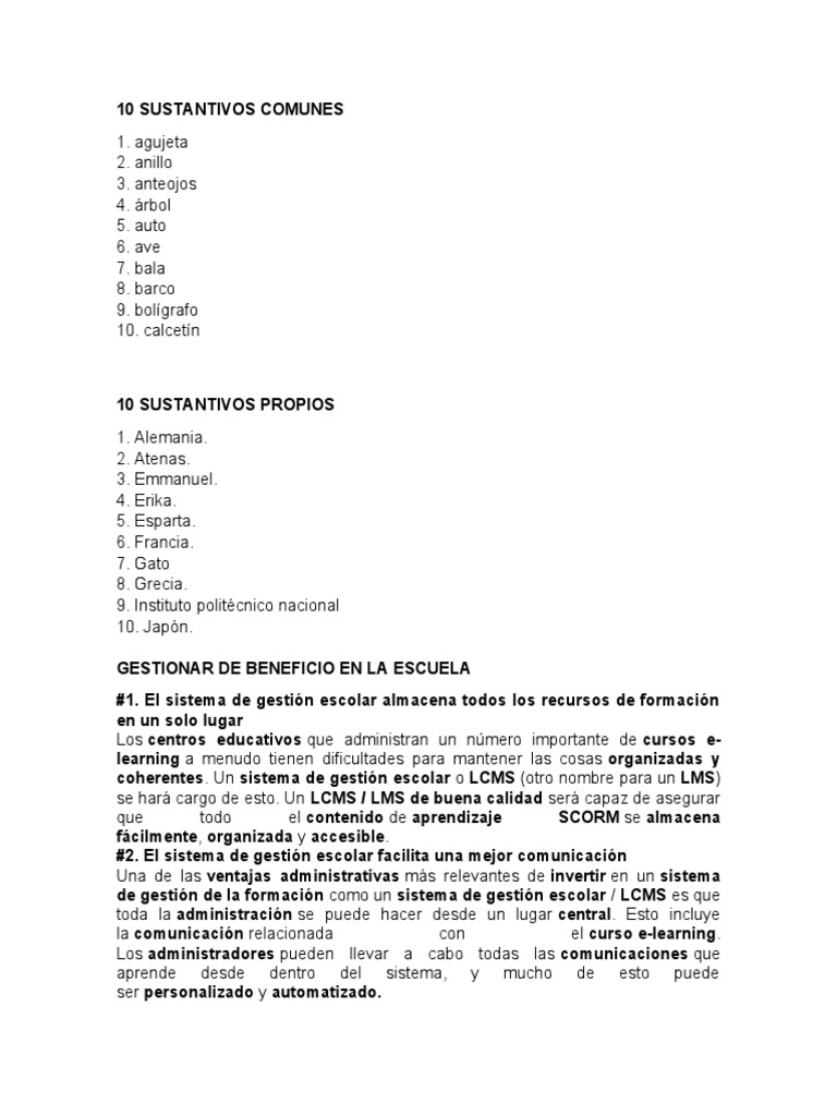 10 Sustantivos Comunes | PDF | Tecnologia Educacional | Enseñando