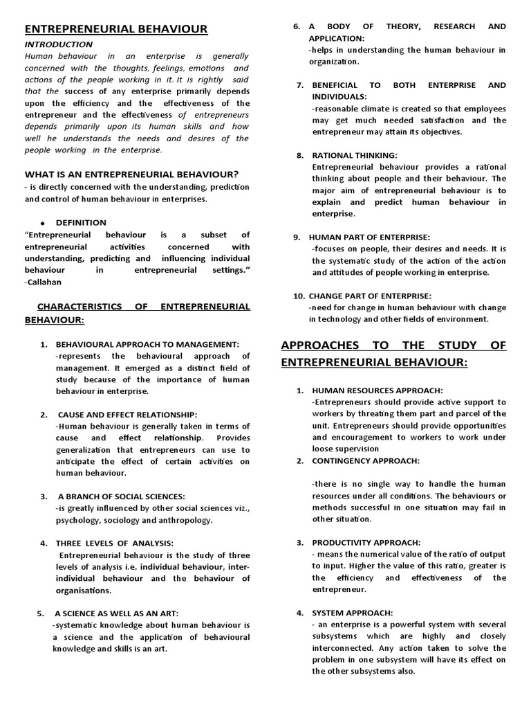Understanding Entrepreneurial Behavior | PDF | Entrepreneurship | Human ...