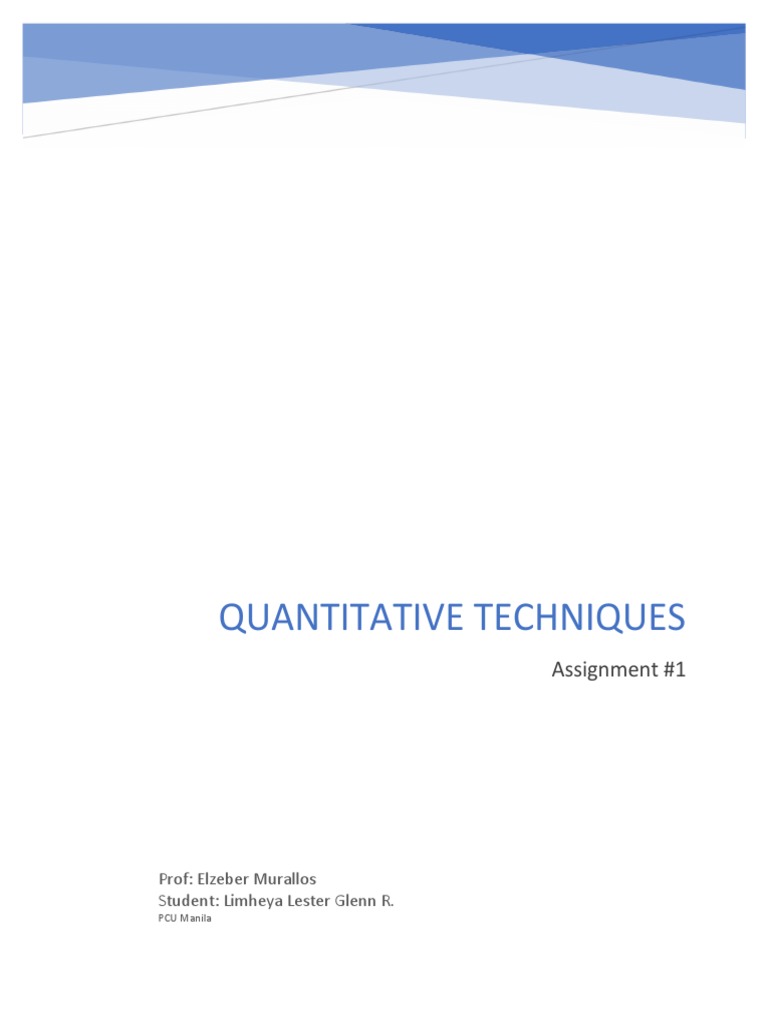 Quantitative Techniques Assignment #1 | PDF | Standard Deviation | Statistical Analysis