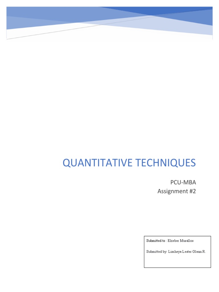 Quantitative Techniques Assignment #2 | PDF