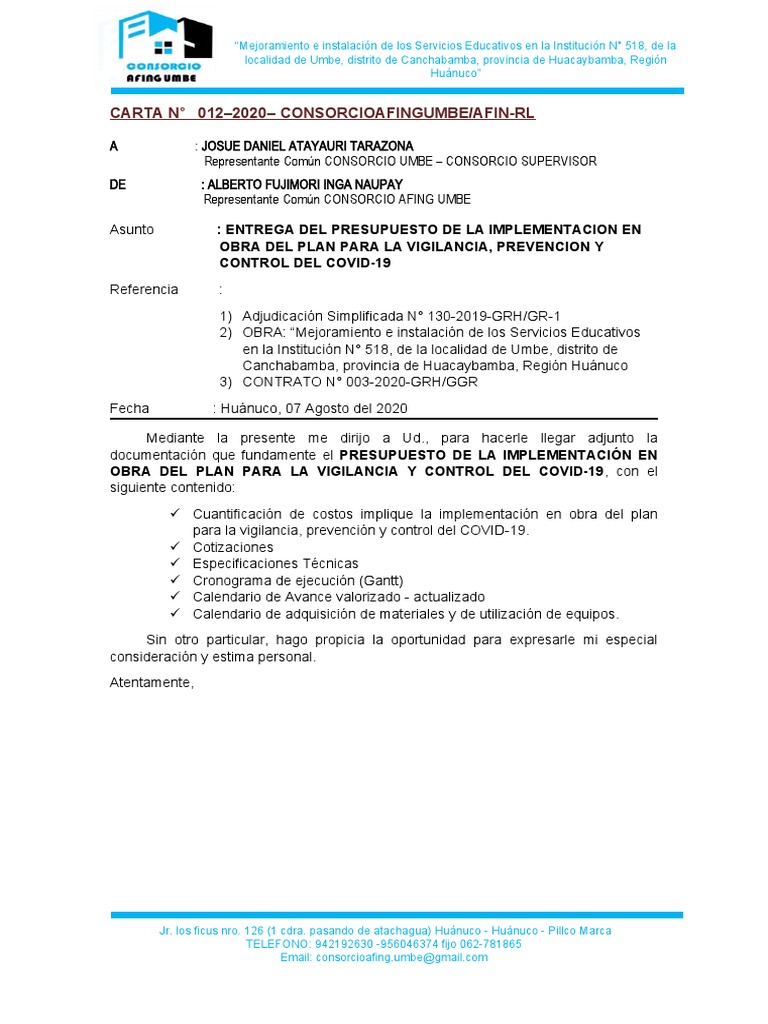 Presupuesto para Control COVID-19 en Umbe | PDF | Negocios | Ciencias ...