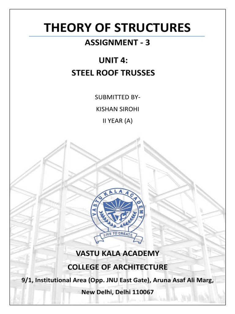 Kishan Sirohi Tos Assignment | PDF | Truss | Roof