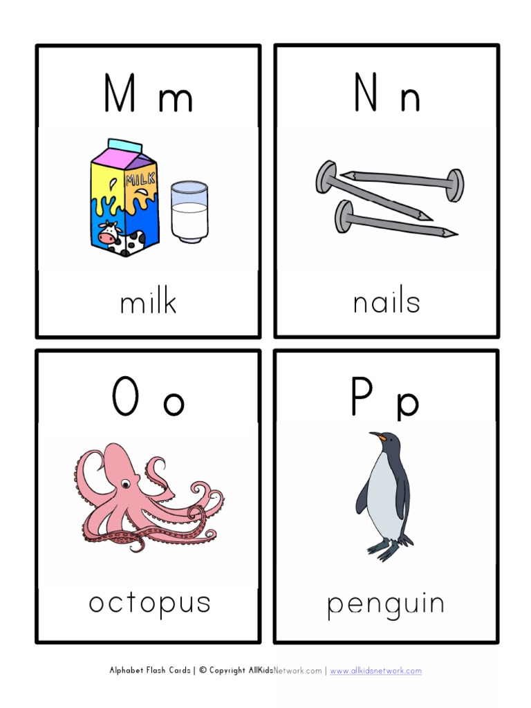 Alphabet Flashcards M P | PDF