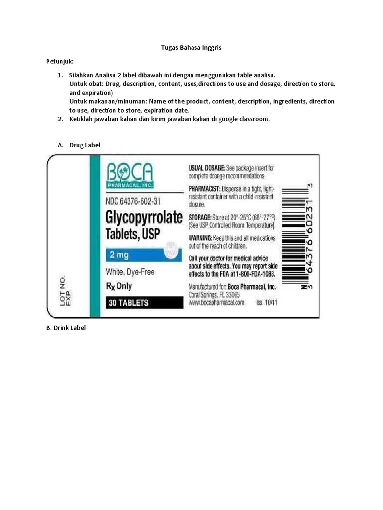 Contoh Label Dalam Bahasa Inggris