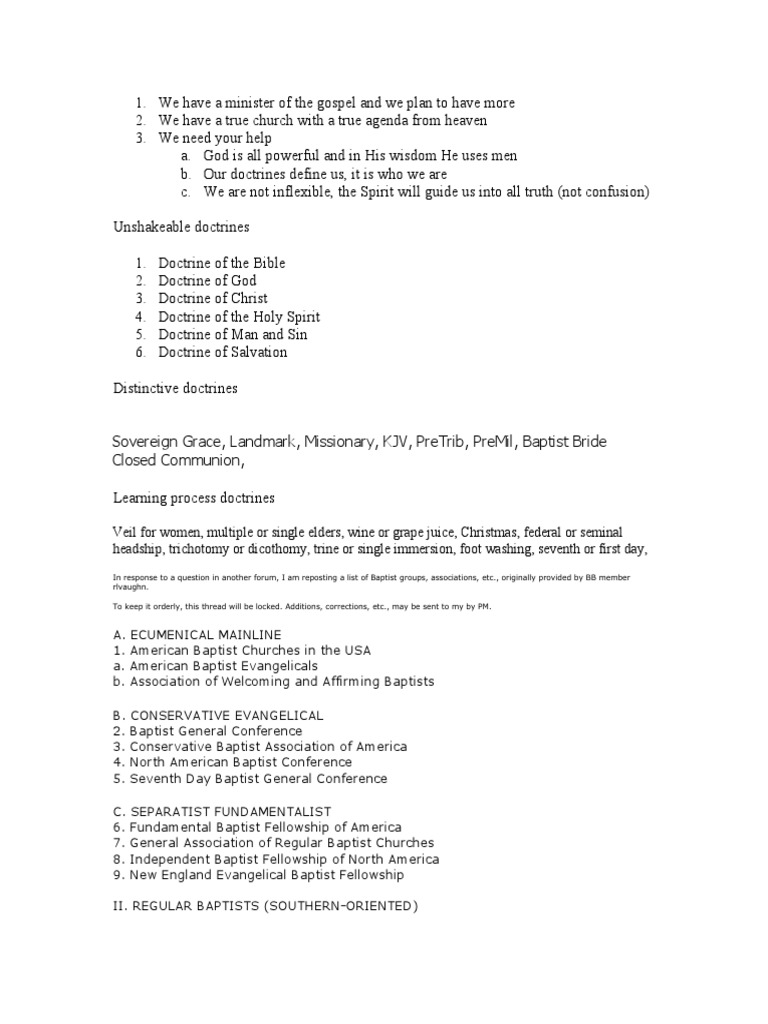 Unshakeable Doctrines | PDF | Baptists | Southern Baptist Convention