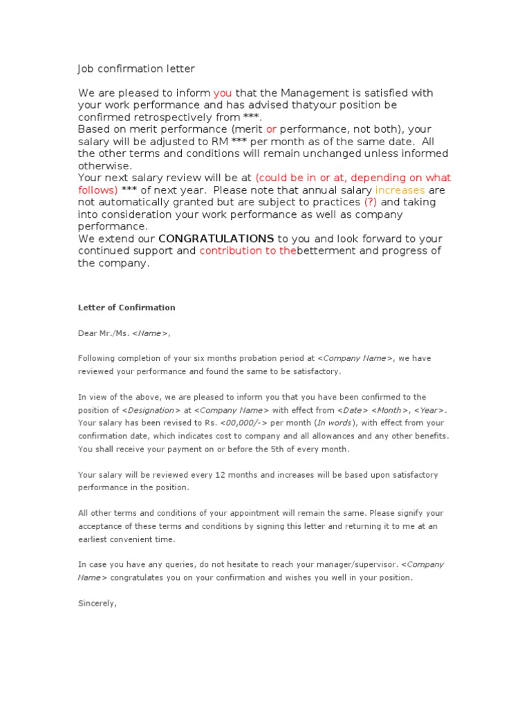 21.confirmation Letter 4-Probation | PDF