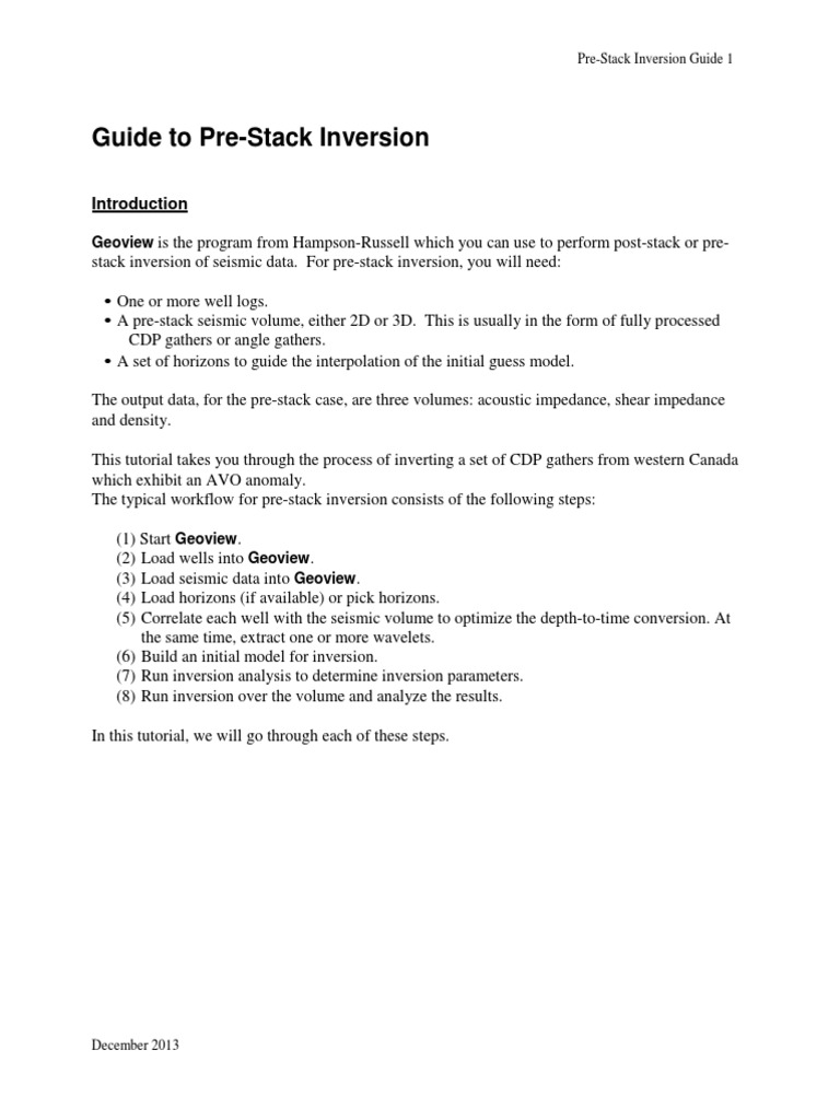 Pre-Stack Inversion Guide PDF | PDF | Directory (Computing) | Wavelet