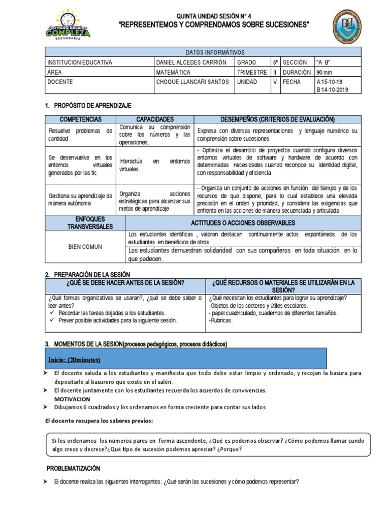 4 SESIÓN 5ro-14-15-10-2019 | PDF | Evaluación | Modificación de ...