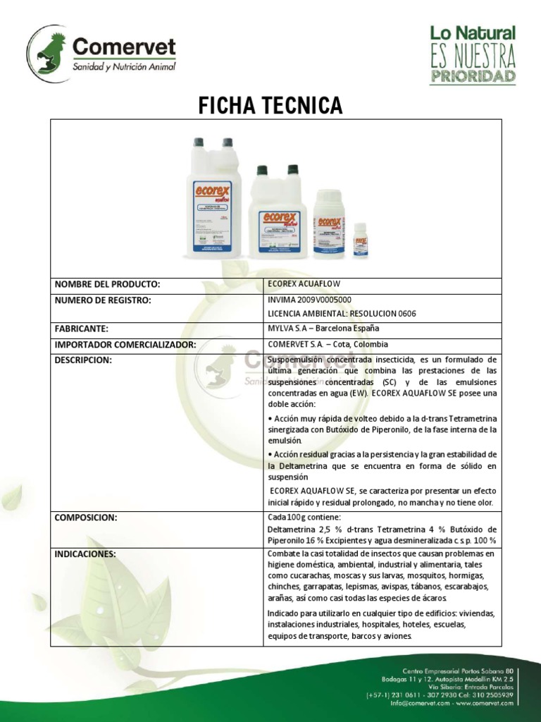 Ficha Tecnica Ecorex PDF | PDF | Agua | Naturaleza