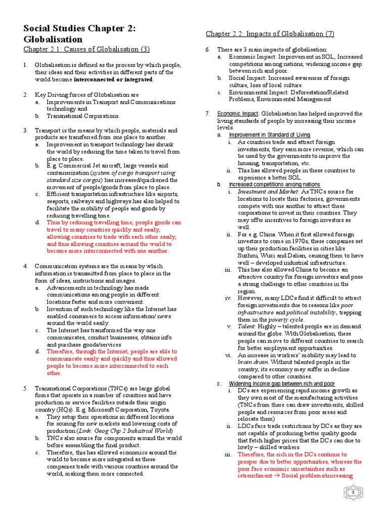 Social Studies Chapter 2: Globalisation | PDF | Globalization | Singapore