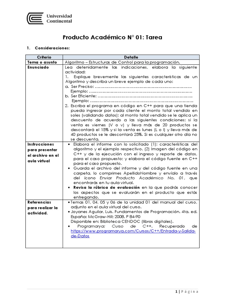 02 - PA TAREA 01 - Fundamentos de Programación | PDF | Algoritmos | C