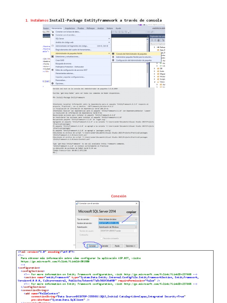 Install Package Entityframework A Través De Consola 1 Instalamos Pdf