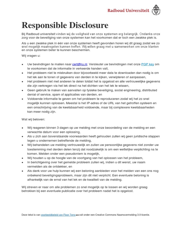 Responsible Disclosure Pdf Pdf