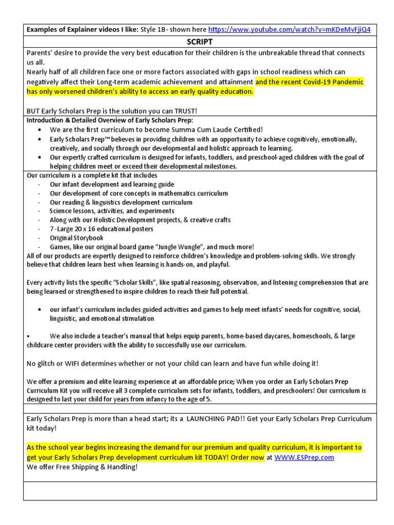 Script: Examples of Explainer Videos I Like: Style 1b-Shown Here ...