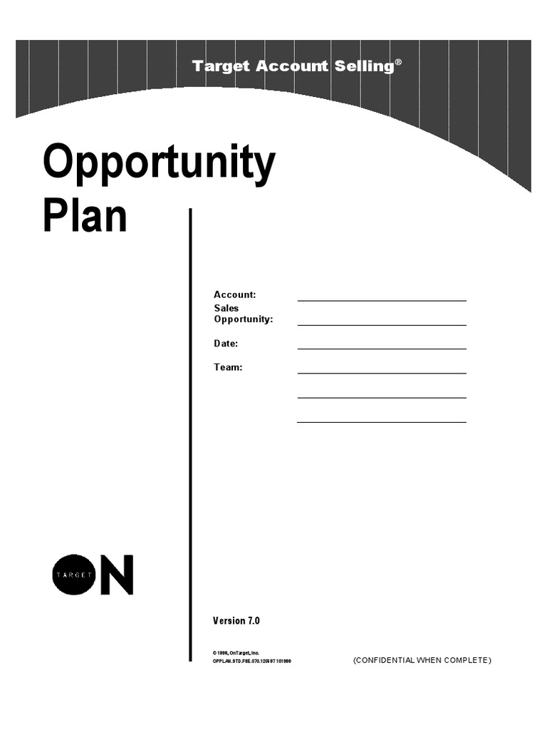 Opportunity Plan: Target Account Selling | PDF | Sales | Market (Economics)