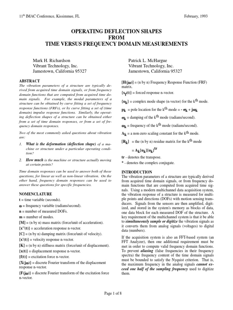 Operating Deflection Shapes From Time Versus Frequency Domain Measurements | PDF | Discrete ...