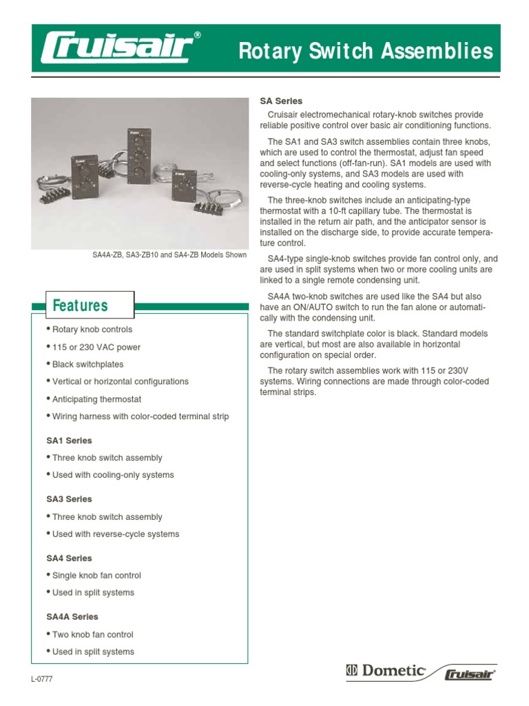 Rotary Switch Assemblies | PDF | Switch | Thermostat