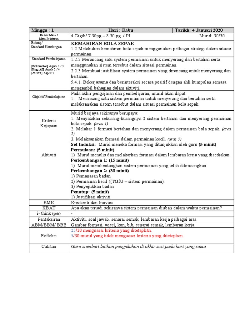Pembinaan RPH Tingkatan 4 2020 KSSM | PDF