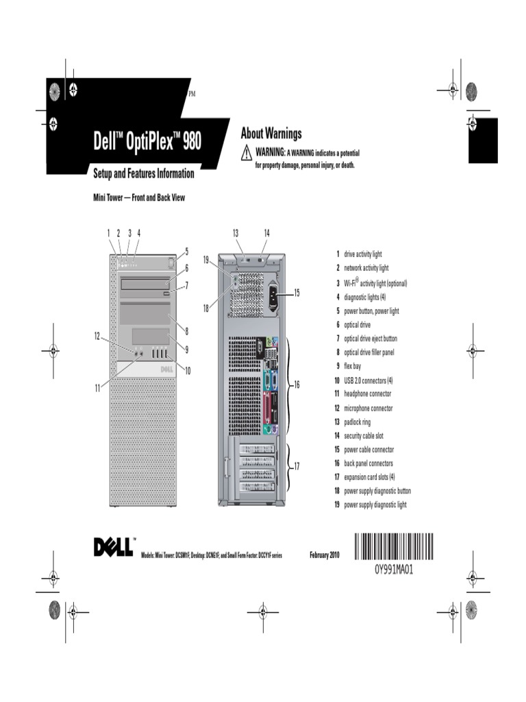 Optiplex-980 - Setup Guide - En-Us | PDF | Power Supply | Office Equipment