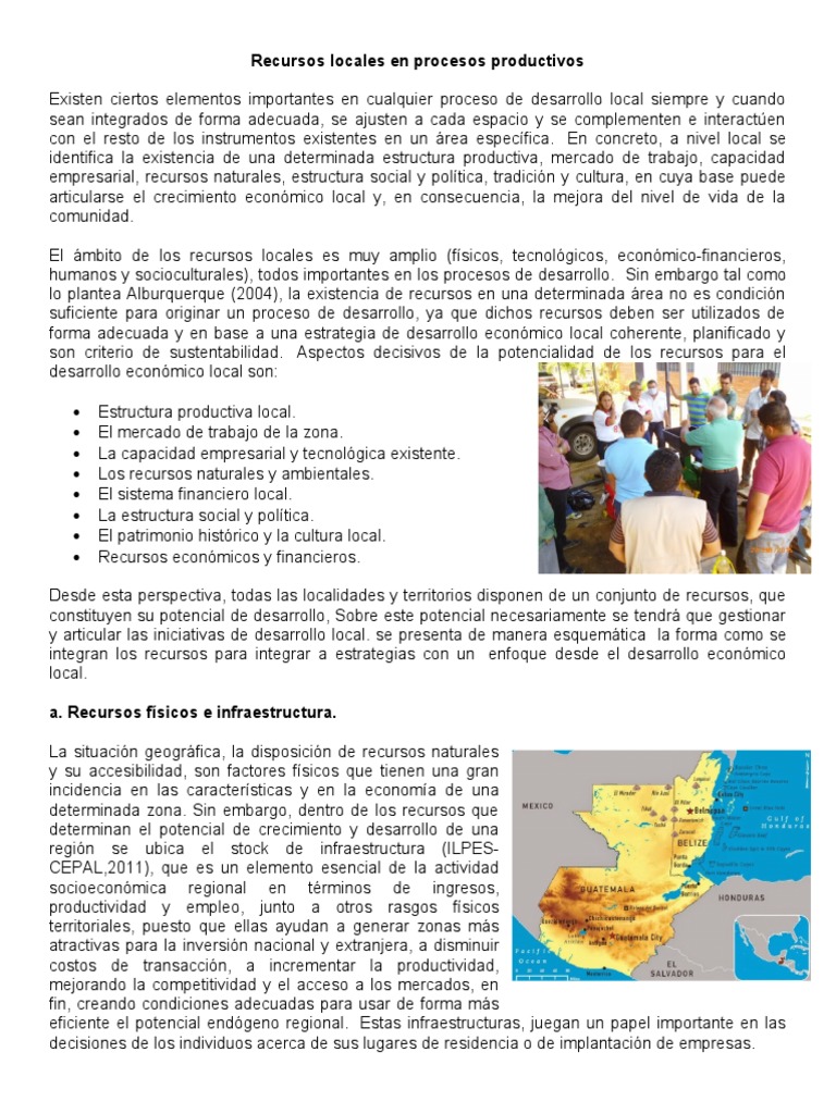 Recursos Locales en Procesos Productivos | PDF | Desarrollo economico ...