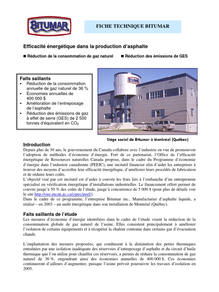 BITUMAR | PDF | Gaz naturel | Efficacité énergétique