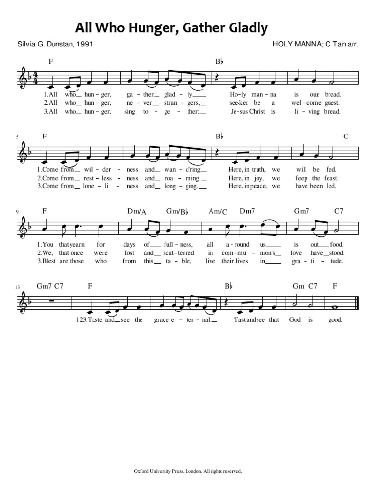 All Who Hunger, Gather Gladly (HOLY MANNA) | PDF