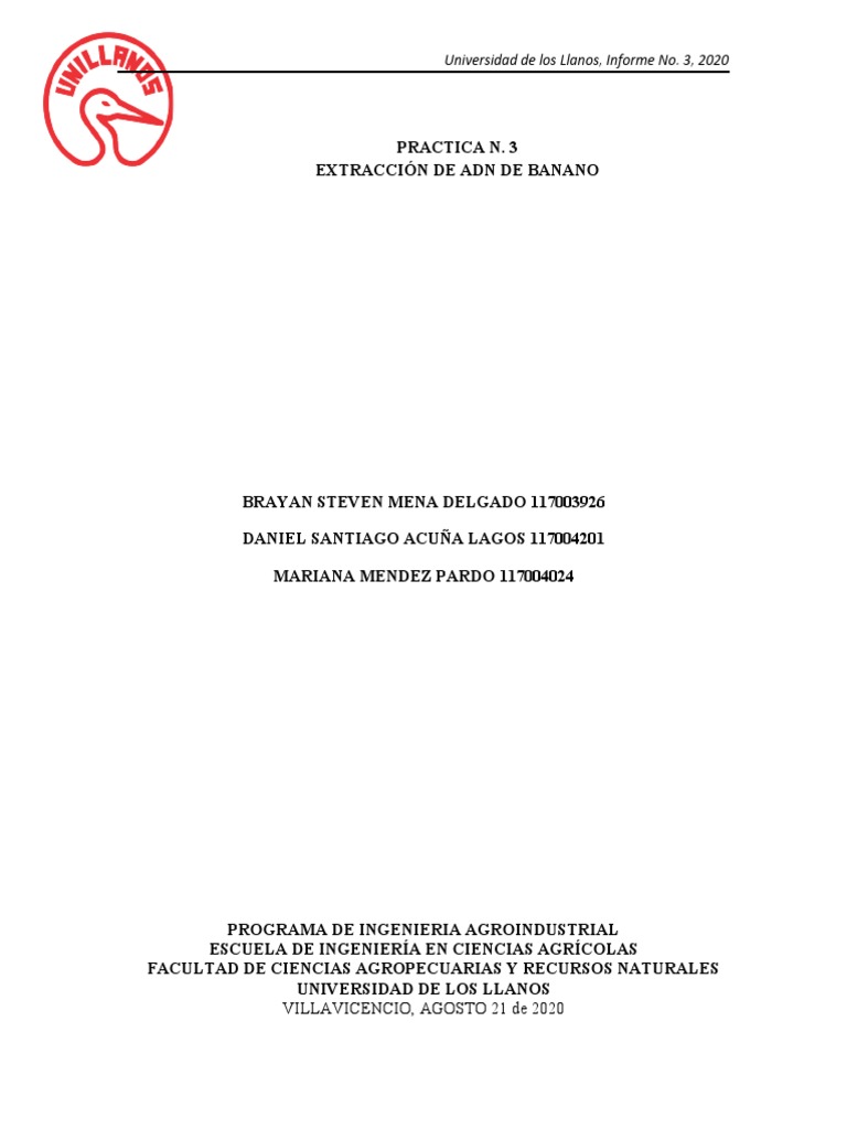 Extracción de ADN de Banano: Informe | PDF | Membrana celular | Adn