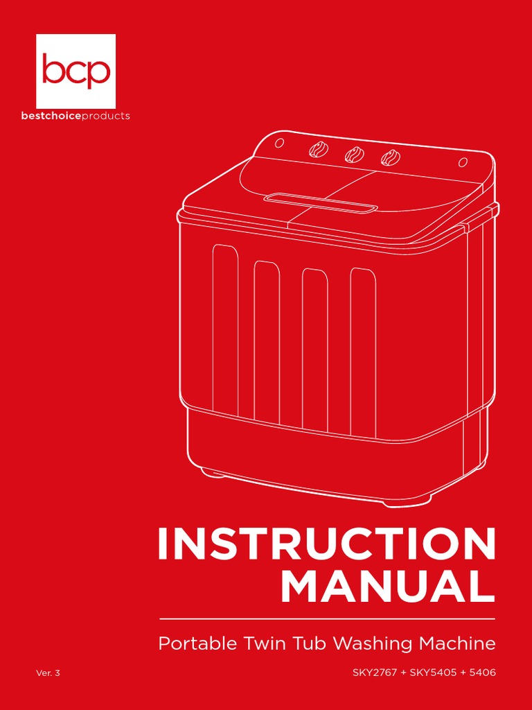 Instruction Manual: Portable Twin Tub Washing Machine | PDF | Laundry ...