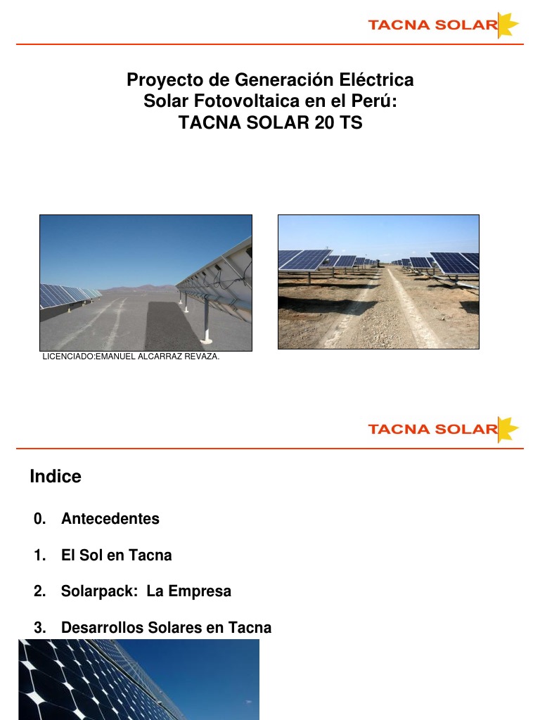 EMANUEL ALCARRAZ REVAZA-Proyecto Tacna Solar | PDF | Energía solar ...