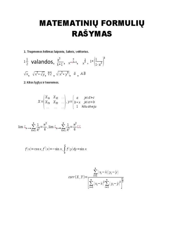 Word Užduotis. Matematinės Formulės. | PDF