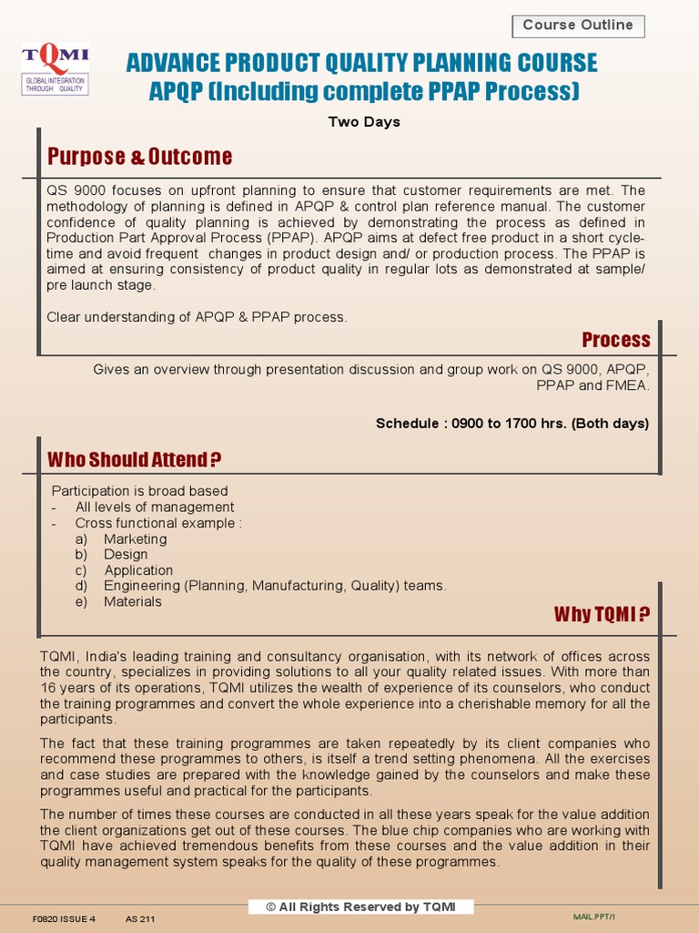 Apqp | PDF | Quality Management System | Economies