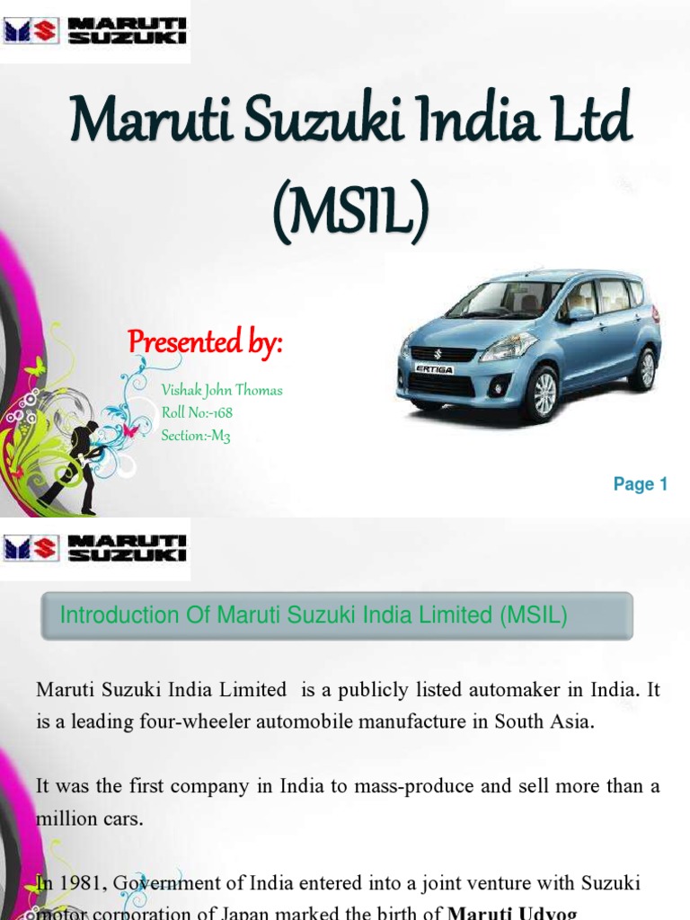 Maruti Suzuki India LTD (MSIL) : Presented by | PDF | Car | Land Vehicles