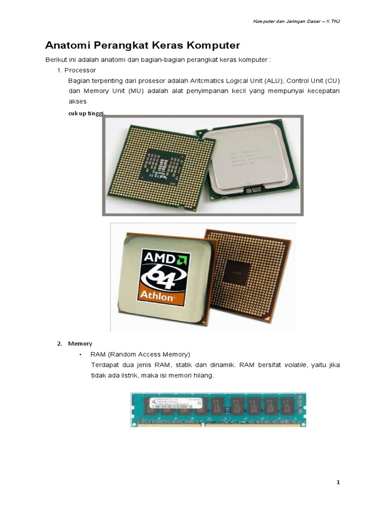 Anatomi Dan Bagian-Bagian Perangkat Keras | PDF