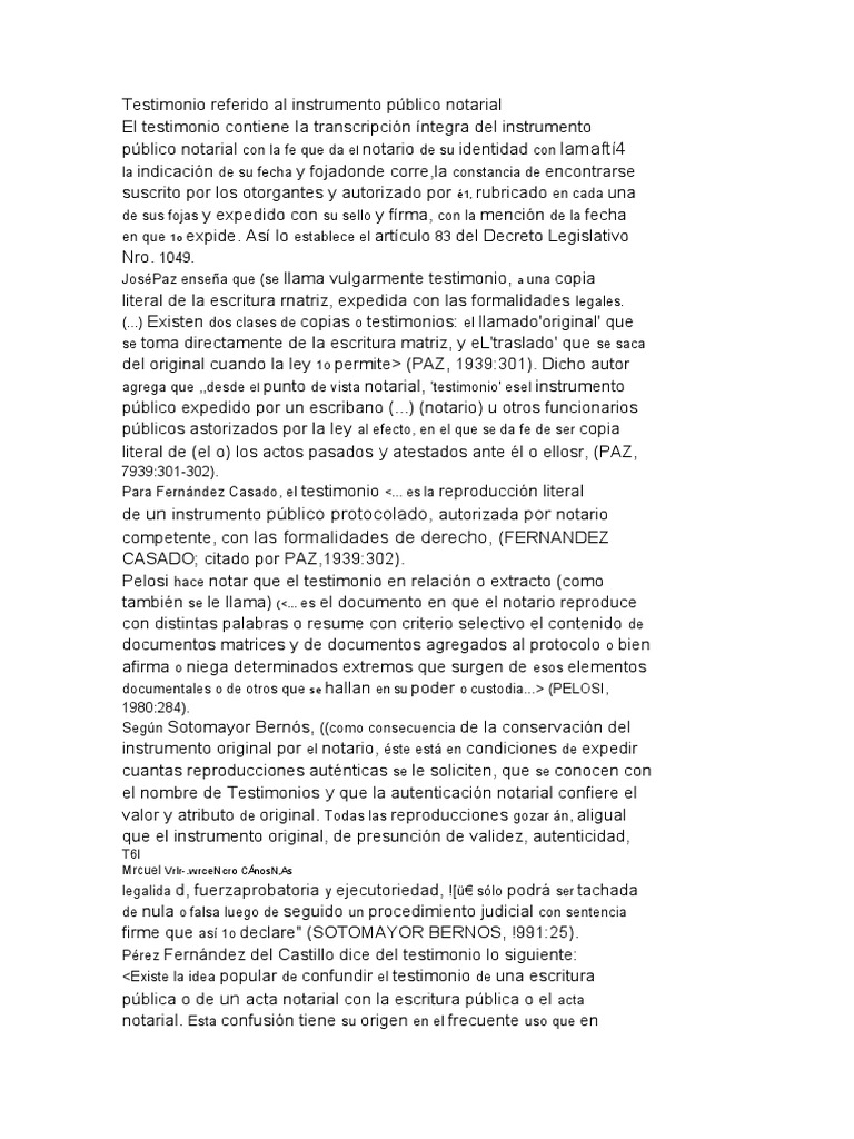 Testimonio Notarial: Definición y Clases | PDF | Derecho Civil (Common ...