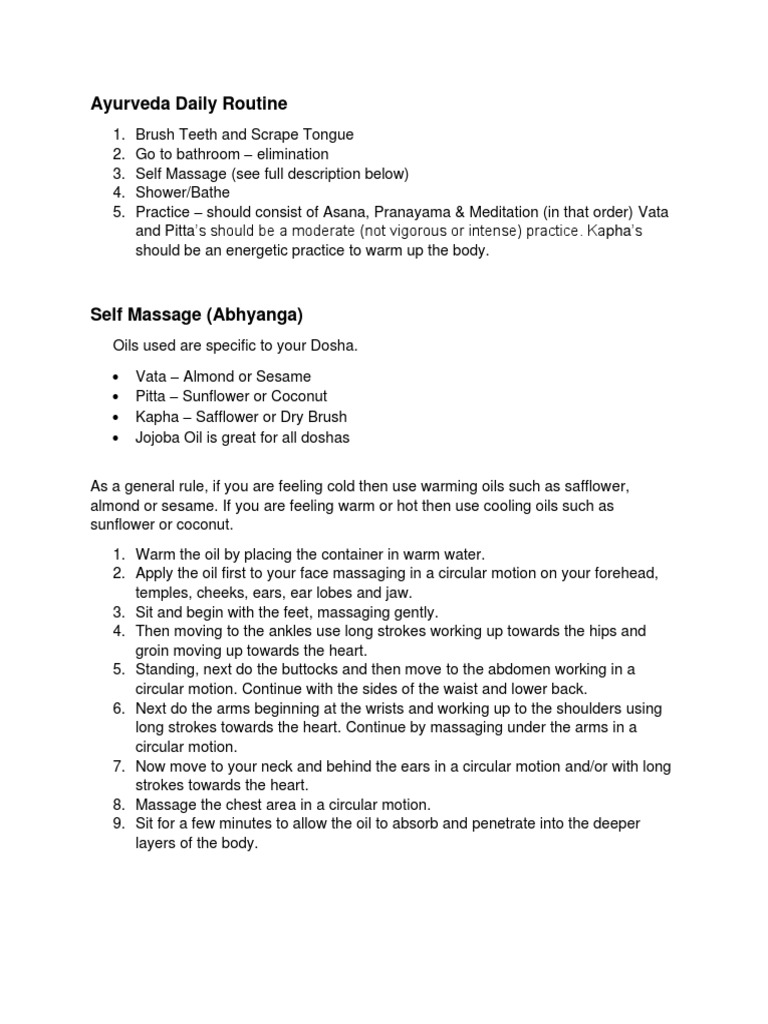 Ayurveda Morning Routine | PDF