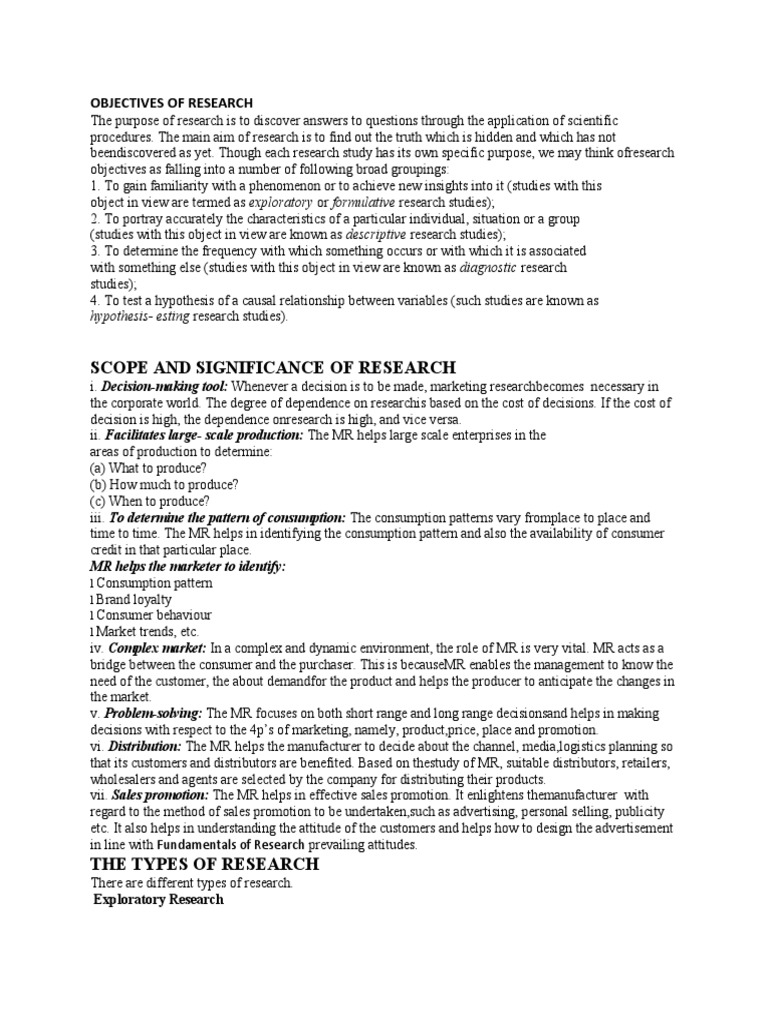 Scope and Significance of Research | PDF | Sampling (Statistics ...