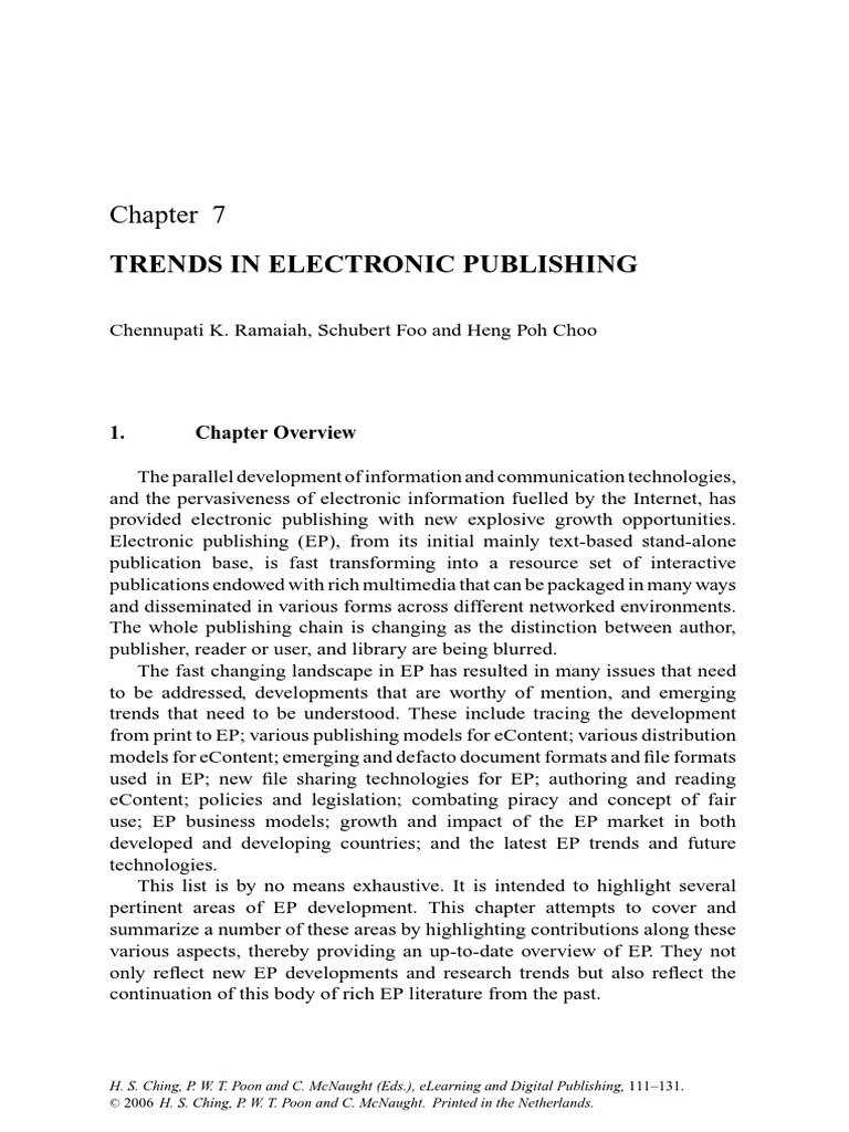 Elearning and Digital Publishing (Cap. 7. Trends in Electronic ...