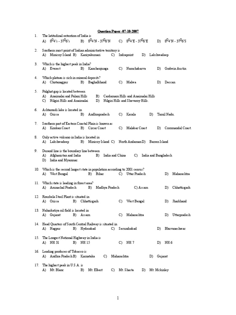 Ias Question Paper | PDF | Carbon | Nature