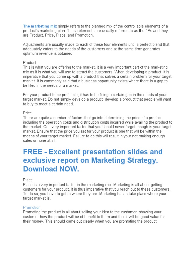 FREE - Excellent Presentation Slides and Exclusive Report On Marketing ...