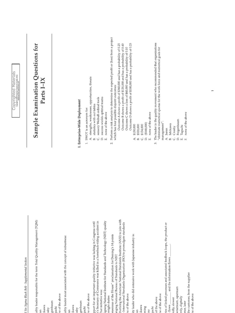 ASQ CSSBB Sample Exam Full 150 Questions | PDF