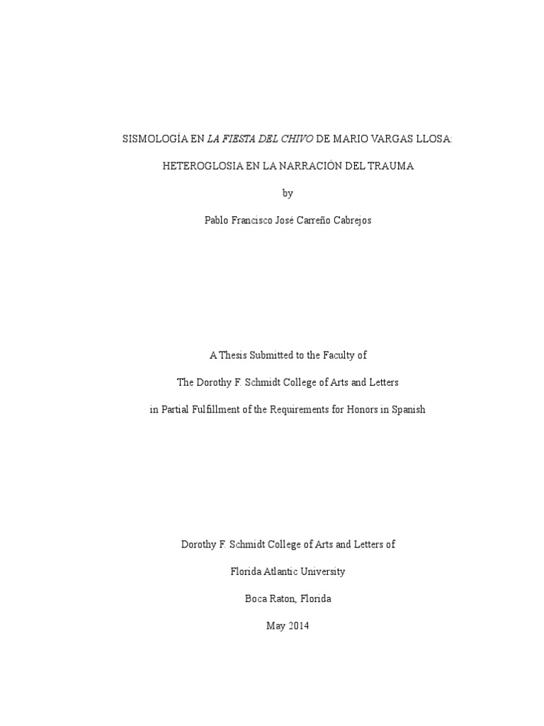 Sismolog A en La Fiesta Del Chivo de Mario Vargas Llosa Heteroglosia en La Narraci N Del Trauma ...