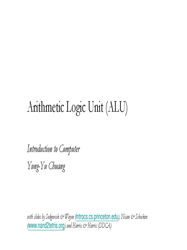 Arithmetic Logic Unit (ALU) : Introduction To Computer P Yung-Yu Chuang ...