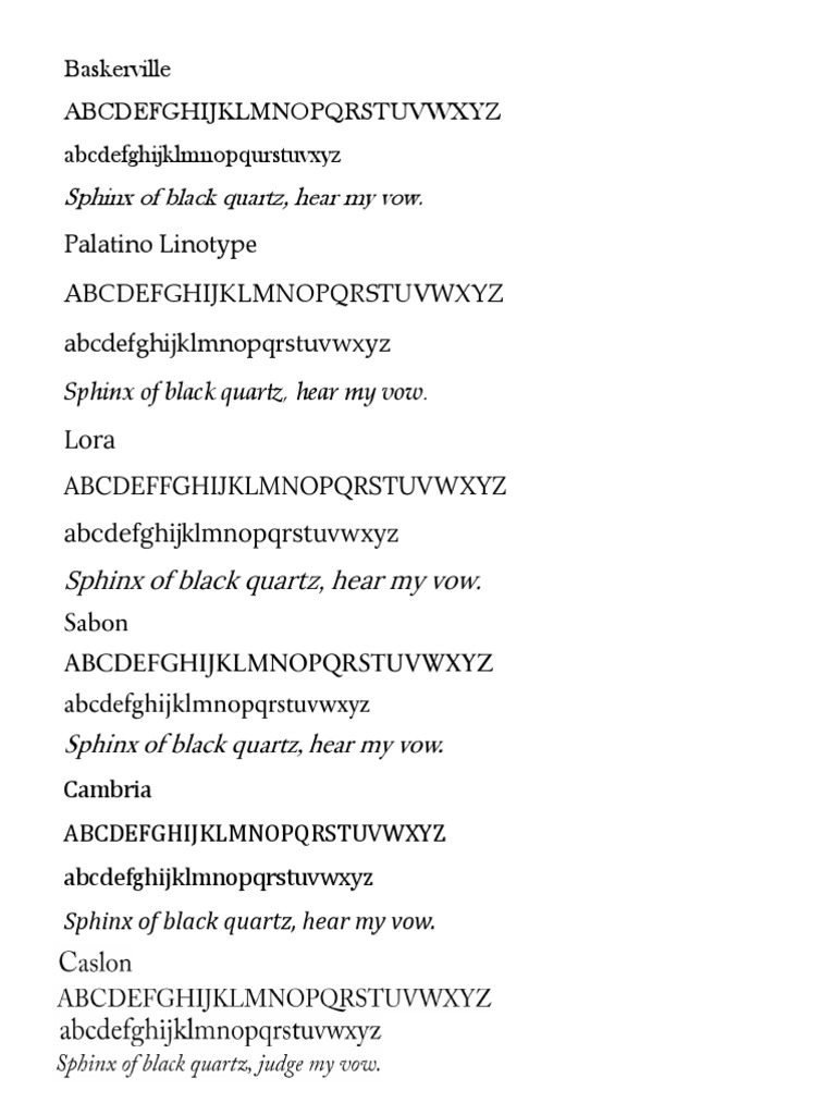 Fonts Comparison | PDF