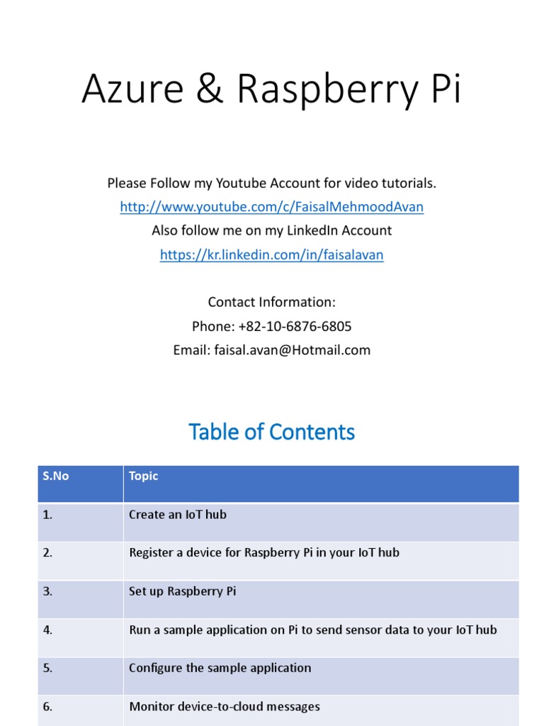 Azure & Raspberry Pi: Please Follow My Youtube Account For Video ...